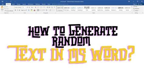How To Generate Random Text In Ms Word Lipsum Hub