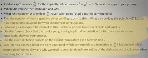 Solved Find An Expression For Dxdy For The Implicitly