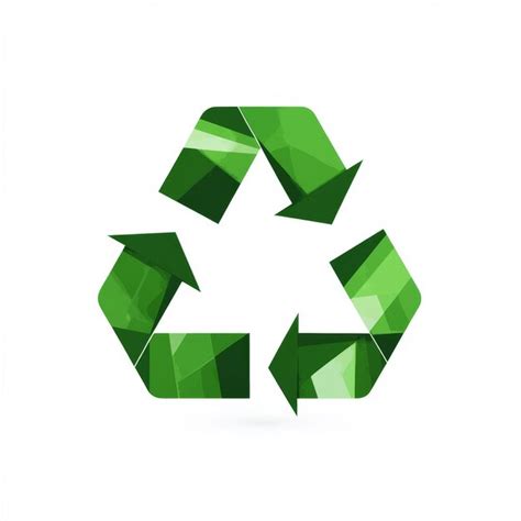 Modern Green And White Recycling Icon With Triangular Arrows Isolated On White Premium Ai