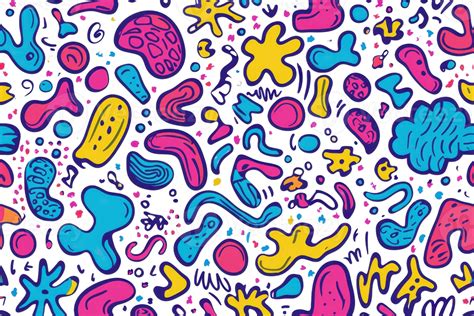 Colorful Abstract Pattern With Various Shapes In Vibrant Pink Blue