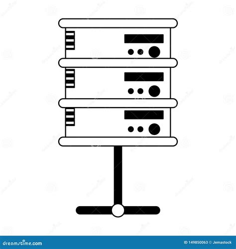 Database Servers Technology Isolated Symbol In Black And White Stock Vector Illustration Of