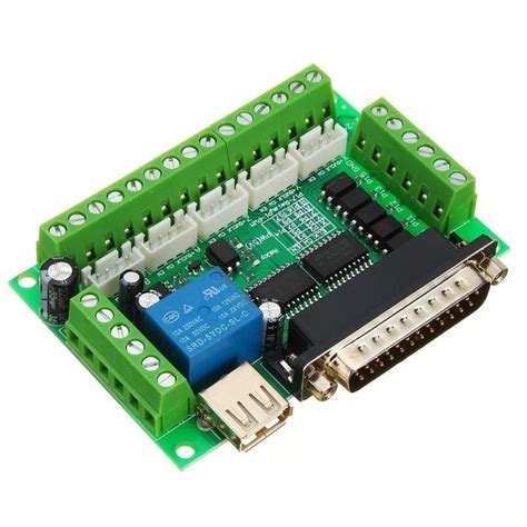 5 Axis Cnc Interface Adapter Breakout Board For Stepper Motor Driver Mach3 Usb Cable