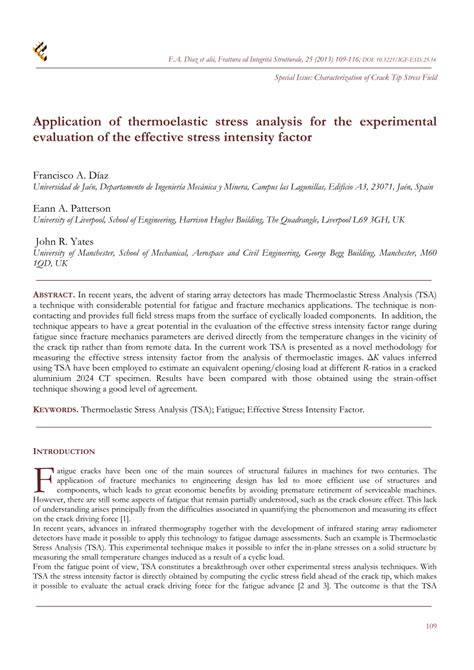 Pdf Application Of Thermoelastic Stress Analysis For The Experimental Evaluation Of The