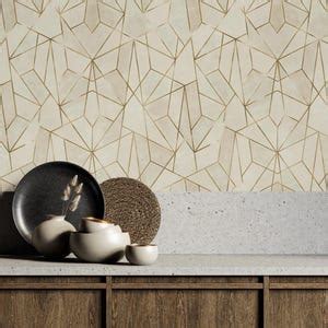 Beige And Golden Geometric Peel And Stick Wallpaper Luxury Abstract