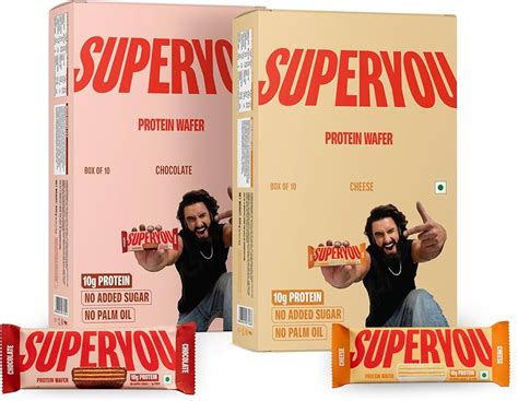 Superyou Chocolate Protein Wafer Bars Pack Of 10 And Cheese Pack Of 10 3g Fiber No Added