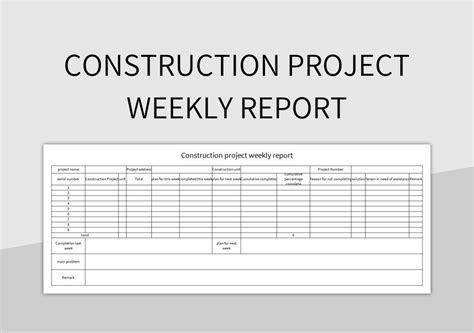 Construction Weekly Time Efficient Project Management Excel Template