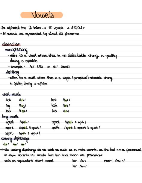 Lernzettel Phonetics And Phonology Vowels The Alphabet Has 26 Letters