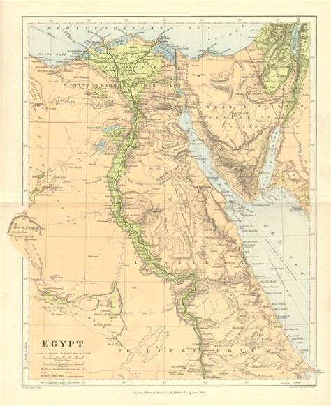 Egypt The Nile Valley And Delta South To Assuan Stanford 1906 Old Antique Map