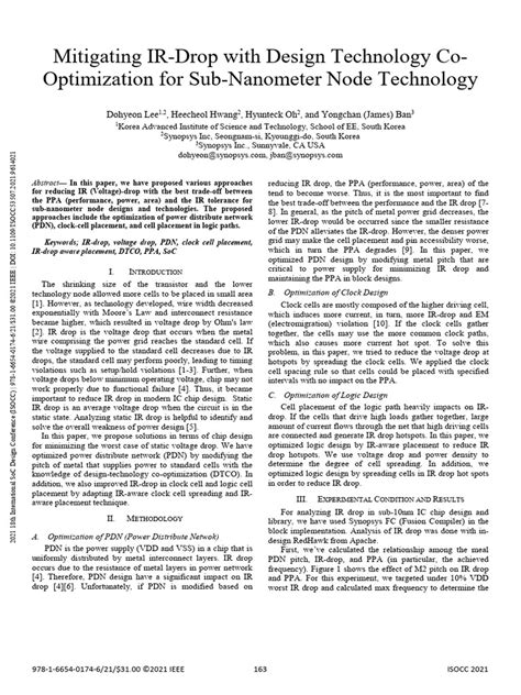 Mitigating Ir Drop With Design Technology Co Optimization For Sub Nanometer Node Technology
