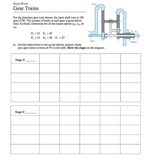 Solved Home Work Fixed Gear Trains For The Planetary Gear