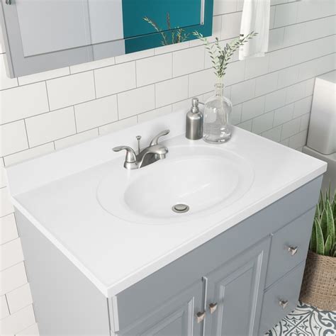 Design House 37 In X 22 In Solid White Cultured Marble Single Sink 4 In