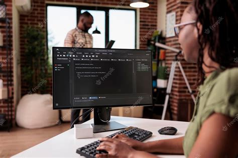 Premium Photo African American Software Developer Debugging Source