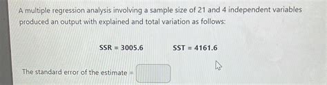 solved a multiple regression analysis involving a sample