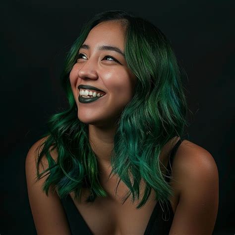 Verdantbeautylatinamodelgreenhair Premium Ai Generated Image