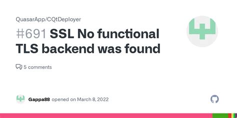 Ssl No Functional Tls Backend Was Found · Issue 691 · Quasarapp