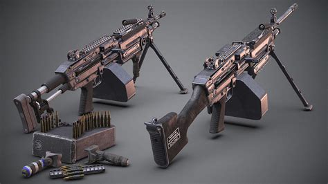 M249 Saw Custom Set 5 56 Nato Rounds Pack Download Free 3d Model