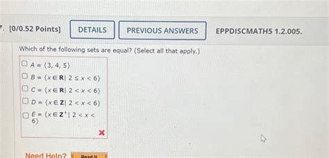 Solved Which Of The Following Sets Are Equal Select All Chegg Com