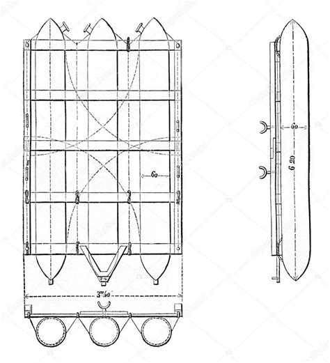 American Raft Perry Plan Section And Lateral Projection Vinta Stock Illustration By ©morphart