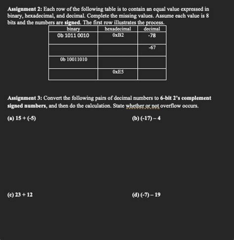 Solved Assignment Each Row Of The Following Table Is To Chegg