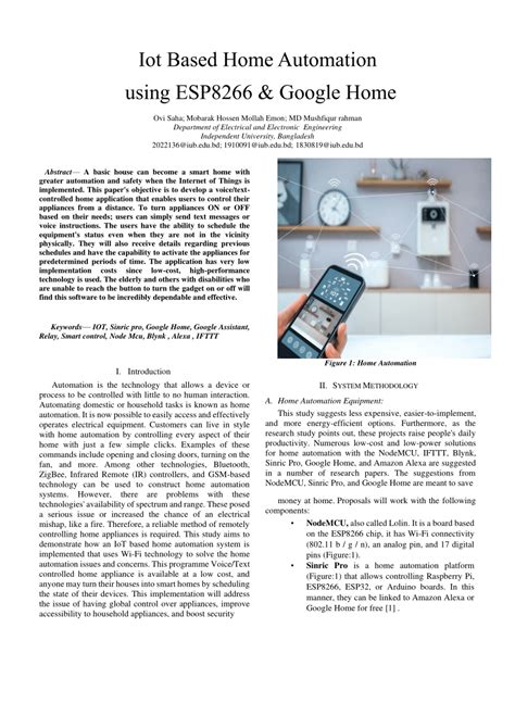 Pdf Iot Based Home Automation Using Esp Google Home