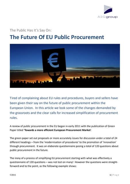 The Future Of Eu Public Procurement Pdf