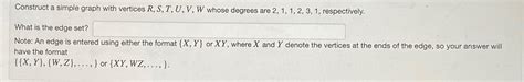 Solved Construct A Simple Graph With Vertices R S T U V Chegg