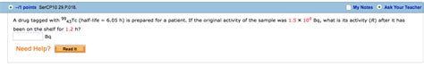 Solved 1 Points Sercp10 29 P 016 My Notes Ask Your Teacher A