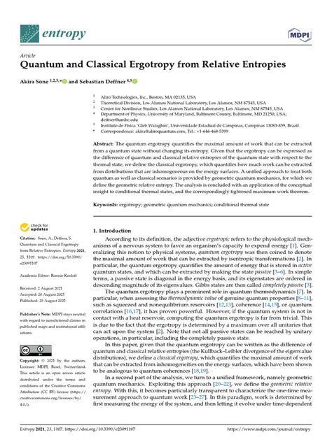 Quantum And Classical Ergotropy From Entropies Deffner Download