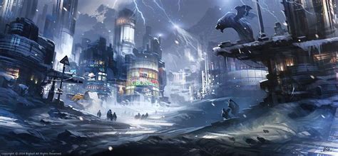 Snowy Gao Zhingping Illustration Snowy Cyberpunk Sci Fi Snow City