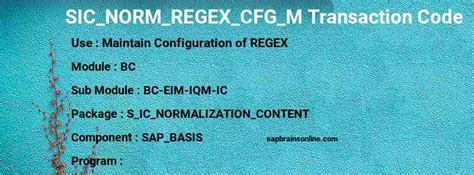 SIC NORM REGEX CFG M SAP Tcode For Maintain Configuration Of REGEX