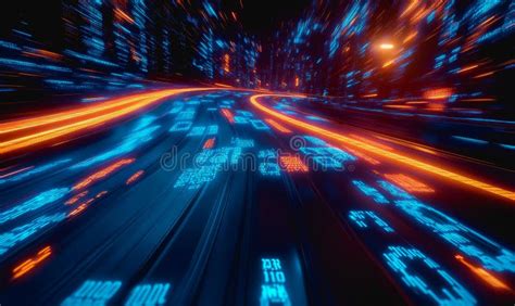 Flowing Glowing Binary Code In A Futuristic Digital Data Stream