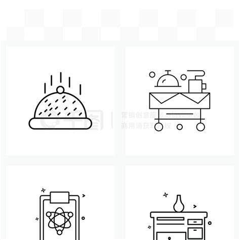 化学免抠元素一套用于web应用程序的4条通用线图标，用于烹饪菜，化学，早餐，酒店，家具矢量图模板免费下载eps格式1500像素编号38596066 千图网