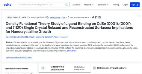 Density Functional Theory Study Of Ligand Binding On Cdse 0001 Density Functional Theory Study Of Ligand Binding On Cdse 0001