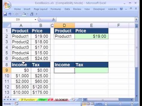 Excel Basics VLOOKUP Function Formula YouTube