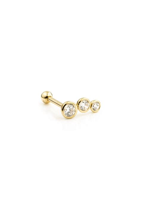 3 Graduated Gem Gold Barbell Earring 9ct Gold Earrings Tish Lyon