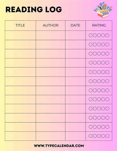 Free Printable Reading Log Templates [pdf Excel]