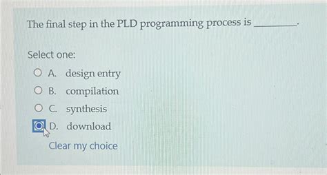 Solved The Final Step In The Pld Programming Process