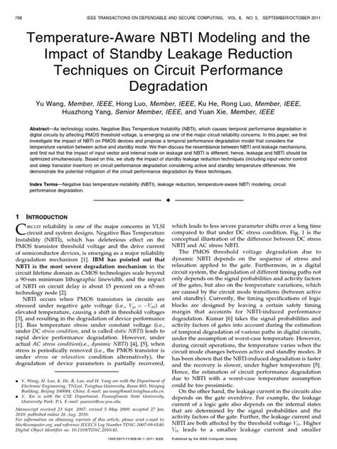 temperature aware nbti modeling and the impact of standby leakage pdf