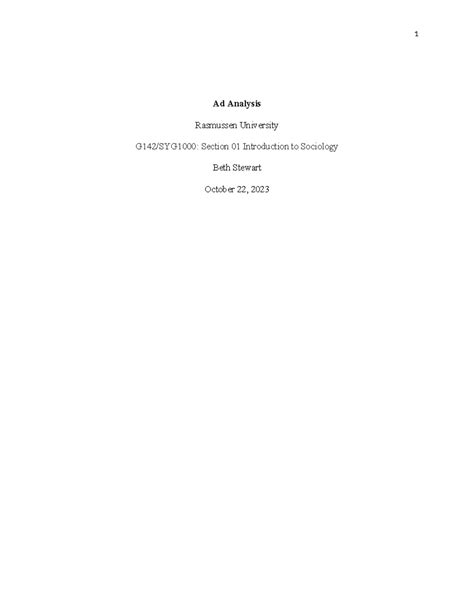 Sgy1000 Ad Analysis 10222023 Ad Analysis Rasmussen University G142