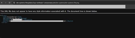 【aws】「this xml file does not appear to have any style information