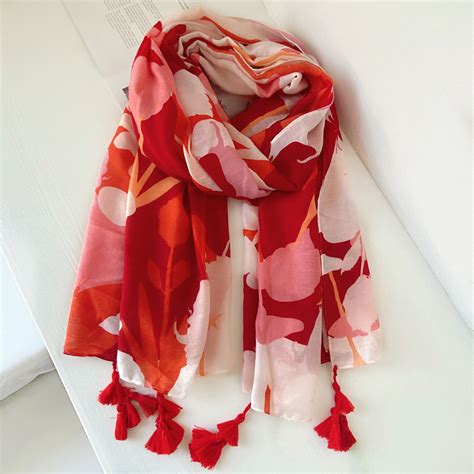 2022新款民族风复古红棉麻手感围巾波西米亚长款旅游防晒沙滩巾 虎窝淘