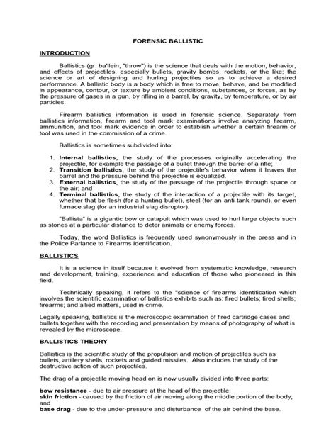 Forensic Ballistic Notes Pdf