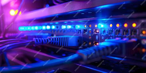 Premium Photo Led Status Indicator On Network Switch In Rack Cabinet For Ethernet Cables