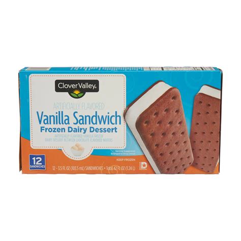 Buy Clover Valley Vanilla Flavored Sandwich Frozen Dairy Dessert 12 Ct