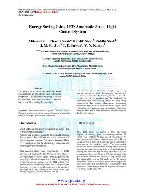 Energy Saving Using Led Automatic Street Pdf Infrared Street Light