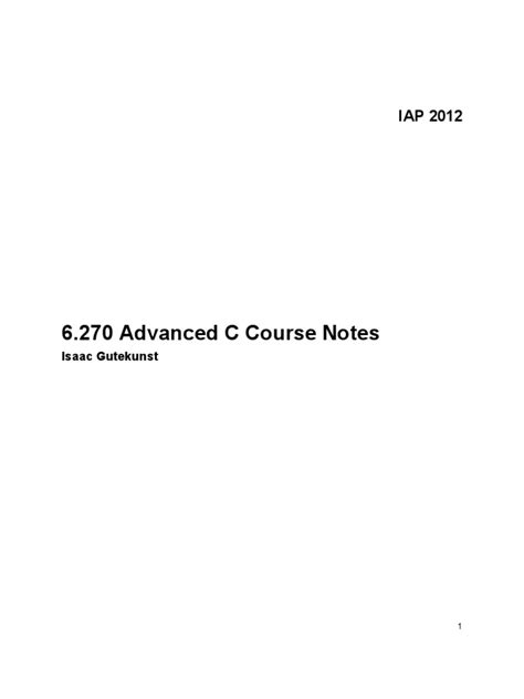 6270 Advanced C Lecture Notes Download Free Pdf Pointer Computer Programming Array Data