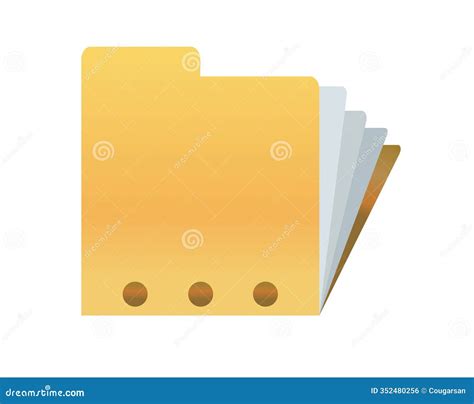 classic gradient yellow computer file folder icon with document stock