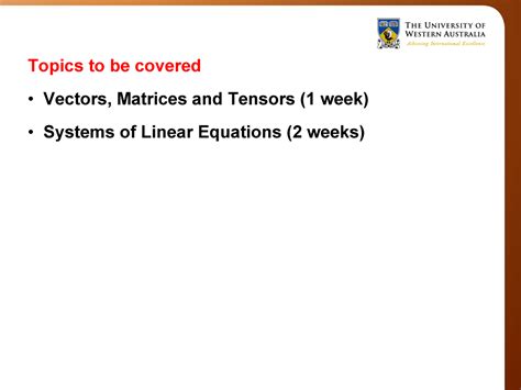 Lecture Slides On Vectors Matrices And Tensors Lecture Notes