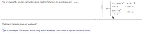 solved find all values of the constant real numbers c ﻿and
