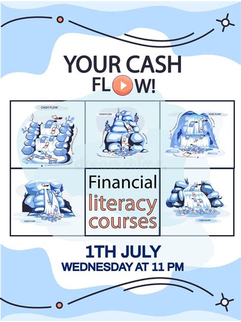 Cash Flow Stable Income Financial Literacy Courses Banner Waterfalls With Money Dollar Bills